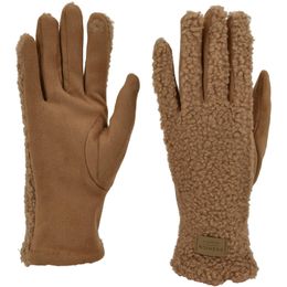 styleBREAKER Damen Fleecehandschuhe "Touchscreen Handschuhe mit Teddypl&uuml;sch", braun, Modisch, Obermaterial: 10% Elasthan EL. 90% Polyester PES.,