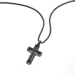 Police Herren Kette mit Anh&auml;nger &raquo;Crossroads Kreuz&laquo; mit Kristallstein (synth.) Edelstahl, L: 55 B: 2,5mm