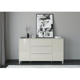 Sideboard, B:182cm H:106cm T:42cm, beige, SET ONE BY Musterring, Glas, Holzwerkstoff, Wohnzimmer, Sideboards, "Reno", Mit Vierkantfu&szlig; in diversen
