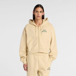 new balance Zip-Up Hoodie 'Trackside Fleece Full Zip' female size XS Beige / Light brown