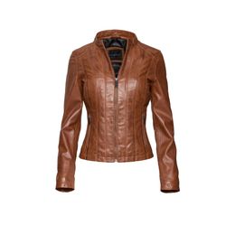 Bugatti Zeitlose Lederjacke aus reinem Leder mit Stehkragen Damen Gr&ouml;&szlig;e S/M cognac Sommerjacke