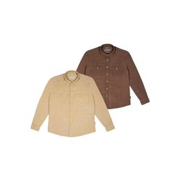 Checker Button Up Shirt ' Dynasty Cord ' male size S Camel / Brown