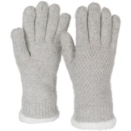 styleBREAKER Damen Strickhandschuhe "Strickhandschuhe mit Reiskornmuster und Fleece", grau, Modisch, Handschuhe
