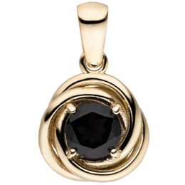 Jobo Damen Kettenanh&auml;nger "Granat-Anh&auml;nger 14 mm", Gelbgold 333, schwarz, Gelbgold 333, Schmuckanh&auml;nger, 8 Karat 333 Gold mit Granat