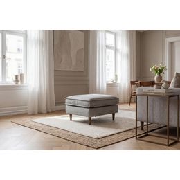 Polsterhocker OTTO HOME, B:76cm H:45cm T:56cm, grau, 100% Polyester, Hocker, "Pinto Skandi", mit Keder, Massivholzf&uuml;&szlig;e Eiche ger&auml;uchert