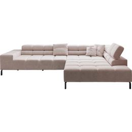 Home Affaire Ecksofa &raquo;Ancona New, wahlweise motorische Sitztiefenverstellung, auch in Cord&laquo; feine Steppung, mit Kopfteilverstellung, 3 Zierkissen, L-