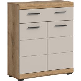 Unterschrank Welltime, B:74cm H:88cm T:31cm, beige, Holzwerkstoff, Badezimmer, Schr&auml;nke, "SIENA, Breite 74cm, 2 T&uuml;r, 1 Schubkasten, 2 F&auml;cher,