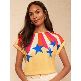 love & roses Shirt female size XS Blue / Yellow / Red / White