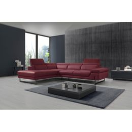 Ecksofa Egoitaliano, B:284cm H:95cm T:108cm, rot, Luxus-Microfaser (100% Polyester) Leder &raquo;BULL&laquo; (echtes Rindsleder). Geschliffenes, pigmentiertes