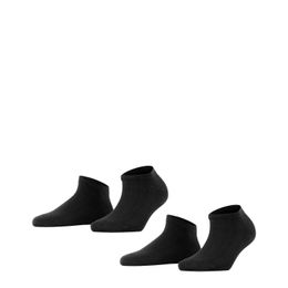 Falke Damen Sneakersocken "Happy 2-Pack", Gr. 35, schwarz, Obermaterial: 83% Baumwolle CO. 16% Polyamid PA. 1% Elasthan EL., glatt, Socken
