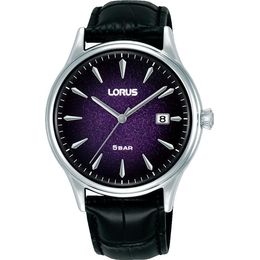 Lorus Herren Quarzuhr, lila, Armbanduhren, Armbanduhr, Damenuhr, Herrenuhr, Lederarmband, analog, Tag