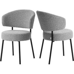 Esszimmerstuhl, B:58cm H:83cm T:59cm, grau, LeGer Home by Lena Gercke, Polyester, St&uuml;hle, "S&ouml;lve", Boucle Bezugsstoff, Metallgestell, Sitztiefe 48 cm