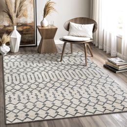 Teppich Sanat, B:80cm H:10mm L:150cm, wei&szlig;, Kunstfaser, Wohnzimmer, Teppiche, "Boho 8203 , auch als L&auml;ufer und in Rund", Kurzflor, robust, Boho,