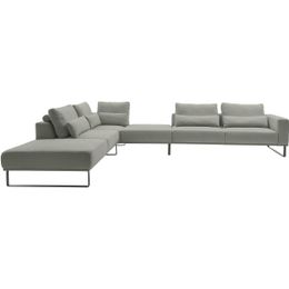 Ecksofa Musterring, B:398cm H:88cm T:290cm, grau, 85% Polyester, 15% Viskose, Wohnzimmer, Sofas, "JustB PM100 bequem, modern, elegant und viel Platz,