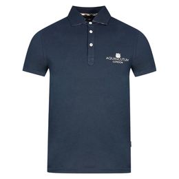 Aquascutum London Bold Logo Marineblaues Poloshirt