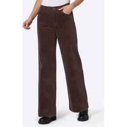 Heine Damen Cordhoseschoko, Gr. 42, unifarben, 98% Baumwolle, 2% Elasthan, Hosen