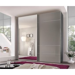 Schwebet&uuml;renschrank STAUD, B:200cm H:222cm T:68cm, grau, Holzwerkstoff, Schr&auml;nke, "Sonate Lucca mit Spiegel, Made in Germany", Mit vier verschiedenen