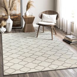 Teppich Sanat, B:80cm H:10mm L:150cmcreme, Kunstfaser, Wohnzimmer, Teppiche, "Boho 8202 , auch als L&auml;ufer und in Rund", Kurzflor, robust, Boho,