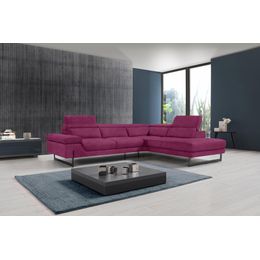 Ecksofa Egoitaliano, B:284cm H:95cm T:108cm, pink, Luxus-Microfaser (100% Polyester) Leder &raquo;BULL&laquo; (echtes Rindsleder). Geschliffenes, pigmentiertes