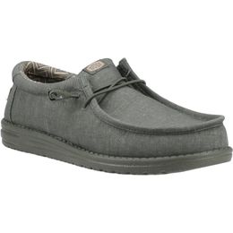 HEYDUDE Wally Stretch Canvas Baumwoll Herren Mokassins Schuhe in Dunkelgr&uuml;n