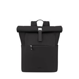 Samsonite Notebookrucksack "4PACK", schwarz, Lederimitat, Textil, clean, Basic, Rucks&auml;cke, Unisex Rolltop-Rucksack, &Uuml;berschlag mit Klippverschluss