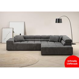 Ecksofa Home Affaire, B:319cm H:70cm T:215cm, grau, Struktur (85% Polyester, 15% Viskose);Luxus-Microfaser weich (98% Polyester, 2% Nylon);Velours
