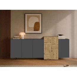 Sideboard OTTO HOME, B:210cm H:75cm T:40cmanthrazit matt, eiche wotan, Wohnzimmer, Sideboards, "Sideboard NEXOS, Kommode, Schrank, Kredenz", Mit 5