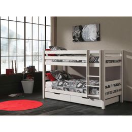 Vipack Etagenbett &raquo;Pino, Kiefer massiv, sehr standfest, Made in Europe&laquo; B/H/T ca. 210x140x105cm, inkl. Rolllattenroste, Absturzschutz, inkl. Leiter und 2 
