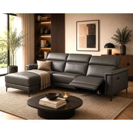 Ecksofa OTTO HOME, B:261cm H:97cm T:179cm, schwarz, Echtleder 100% Echtleder;Kunstleder 100% Polyurethan, Wohnzimmer, Sofas, "LUND, Naturleder,