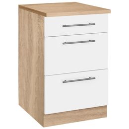 Wiho-K&uuml;chen Unterschrank WIHO K&Uuml;CHEN, B:50cm H:85cm T:60cm, wei&szlig;, K&uuml;che, Schr&auml;nke, "Cali", 50 cm breit, mit 2 gro&szlig;en Ausz&uuml;gen