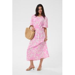 Kaffe Kleid KAmarlo Tight fit in Pink Frosting Chalk Leafs | Gr.: 36