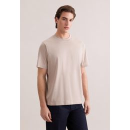 Seidensticker Herren T-Shirt, beige, Gr. L, unifarben, 100% Baumwolle, Shirts, 1/2 Rundhals Uni
