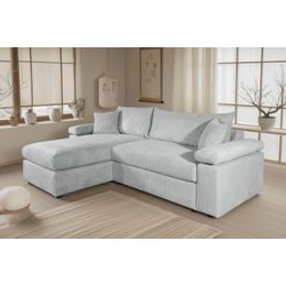 Ecksofa OTTO HOME, B:234cm T:162cm, grau, 100%Polyester, Wohnzimmer, Sofas, "Cosy L-Form, B: 234 cm, Sitzaufbau im Sandwich-Federkern", 2 Zierkissen,