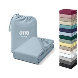 OTTO home Spannbettlaken &raquo;Cremona, Basic & Premium Qualit&auml;t mit Elasthan&laquo; Bettlaken f&uuml;r Matratzen von 20-25 cm H&ouml;he, 96% Baumwolle & 4% Elasthan blau 