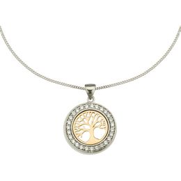 Firetti Damen Kette mit Anh&auml;nger &raquo;Schmuck Geschenk Silber 925 Halsschmuck Anh&auml;nger Lebensbaum&laquo; mit Zirkonia (synth.) Silber 925 (Sterlingsilber), L: 