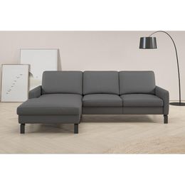 Home Affaire Ecksofa inkl. saugroboterfreundliche H&ouml;he & schmale Armlehnen grau 100% Leder B/H/T: 244cm x 86cm x 164cm, Dickleder, Longchair links, 