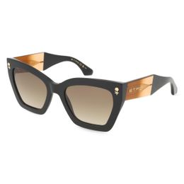 Etro 0090/S | Damen-Sonnenbrille | Fassung: Vollrand, Eckig, Acetat, Schwarz | Glasfarbe: Braun