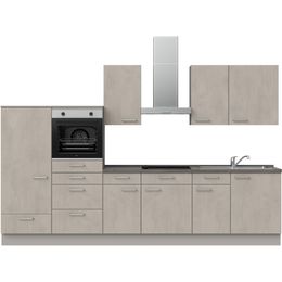 K&uuml;chenzeile Nobilia, B:330,3cm H:216,6cm T:60cm, grau, Komplettk&uuml;chen-Sets, ""Riva I", NEU: individuell anpassbar mit gratis Profi-Beratung",