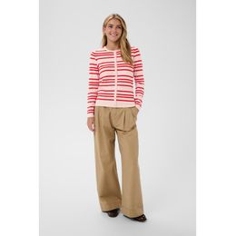 Saint Tropez Strickjacke PilaSZ Gerade Passform in Chalk Pink Red Multi Stripe | Gr.: XXL