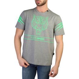 Plein Sport Graues Baumwoll-T-Shirt f&uuml;r Herren