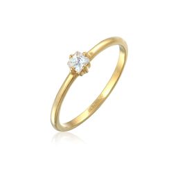 Elli Ring 925 Sterling Silber Verlobungsring, Viereck in Gold | Gr.: 56