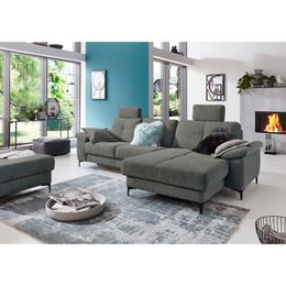 3C Carina Ecksofa &raquo;Burnaby bequem und modern, Breite 296cm, 12cm hoher Fu&szlig;, L-Form&laquo; 2 Kopfst&uuml;tzen, optional mit Schlaf- und motorischer Relaxfunktion 