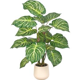 Creativ green Kunstpflanze &raquo;Philodendron birkin&laquo; mit wundersch&ouml;ner Blattgestaltung Obermaterial: 75% Polyester, 25% Kunststoff B/H/L: 120cm, 1 Stk.