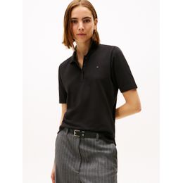 Tommy Hilfiger Damen Poloshirt "1985 REG PIQUE POLO"schwarz, Gr. M, unifarben, Piqu&eacute;, Obermaterial: 96% Baumwolle, 4% Elasthan, Shirts, mit