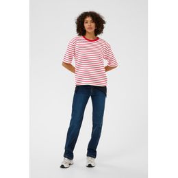 Kaffe T-shirt KAwinny Loose fit in Chalk W. Red Stripes | Gr.: XXL