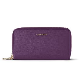 LAZAROTTI Damen Geldb&ouml;rse "Bologna Leather XL Double Zip-Around Geldb&ouml;rse RFID Leder 20 cm"lila, Leder, Kleinlederwaren