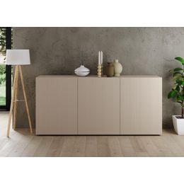 Sideboard Home Affaire, B:181cm H:84cm T:42cm, beige, Wohnzimmer, Sideboards, "Rio Breite 181 cm, Kommode mit 3 T&uuml;ren, Anrichte", geriffelte