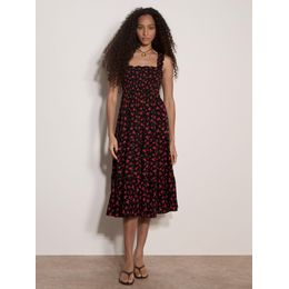 Apricot Damen Midikleid "Florales Midikleid", schwarz, Gr. 36, gebl&uuml;mt, gewebt, Obermaterial: 100% Viskose CV., Kleider, mit Smokdetails