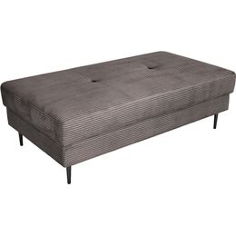 Hocker OTTO HOME, B:142cm H:46cm T:78cm, grau, Wohnzimmer, Hocker, "Summer B: 142cm, in Cord & Struktur erh&auml;ltlich", schwarze Metallf&uuml;&szlig;e