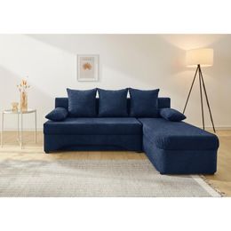 Jockenh&ouml;fer Ecksofa &raquo;L-Form, B: 191 cm,&laquo; Platzsparendes Schlafsofa & Eckcouch mit Bettkasten & Schlaffunktion blau Korpus: 100% Polyester;Kissen: 100% Polyester B